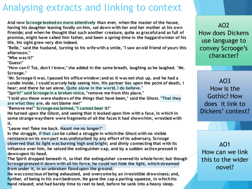 NEW GCSE 9-1 AQA A CHRISTMAS CAROL BUNDLE EXTRACTS - SCAFFOLDED AO1 AO2 ...