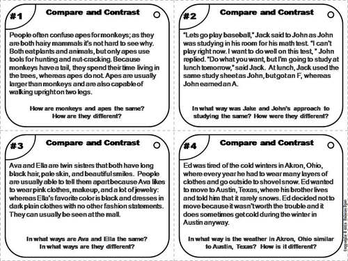 Compare and Contrast Task Cards | Teaching Resources Compare and Contrast Task Cards | Teaching Resources
