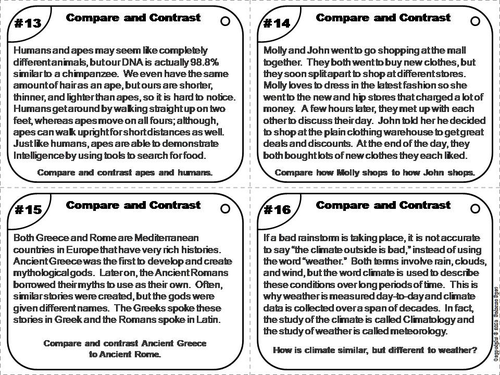 Compare and Contrast Task Cards | Teaching Resources Compare and Contrast Task Cards | Teaching Resources