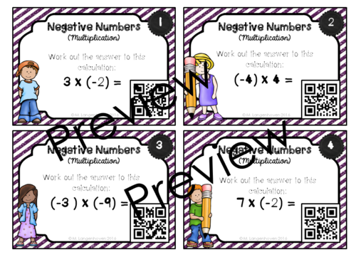 Negative Numbers Task Cards (Multiplication) | Teaching Resources
