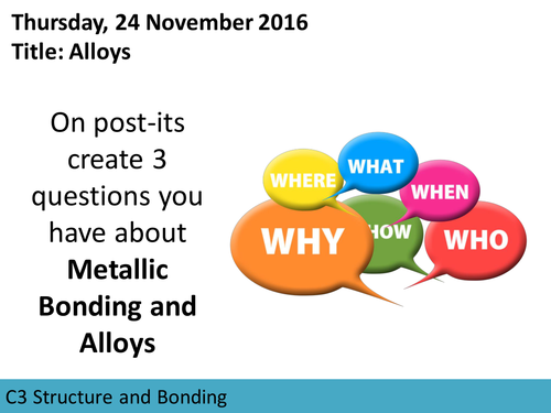 AQA GCSE C3 Structure and Bonding L9 Alloys | Teaching Resources