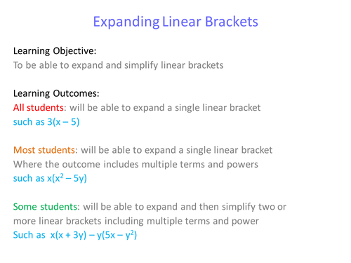 Expanding Linear Brackets | Teaching Resources
