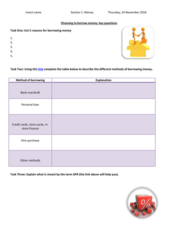 AQA GCSE Economics Unit 11 Money Section Lesson 5: Choosing to Borrow ...