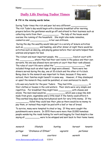 Tudor Times - Daily Life | Teaching Resources