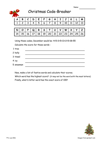 Christmas Maths : Code-breaker & Party Invitation | Teaching Resources