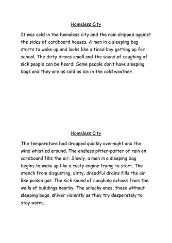 Descriptive Writing: Homeless People KS3 Observed Lesson/OFSTED Lesson ...