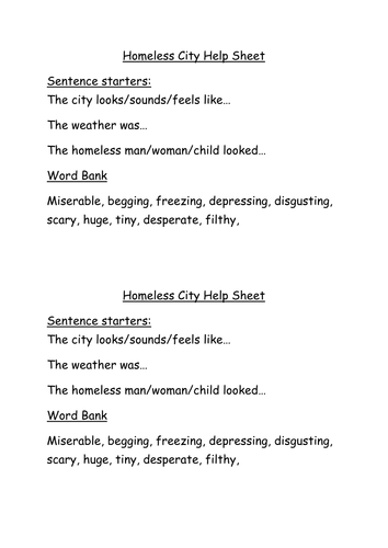 Descriptive Writing: Homeless People KS3 Observed Lesson/OFSTED Lesson ...