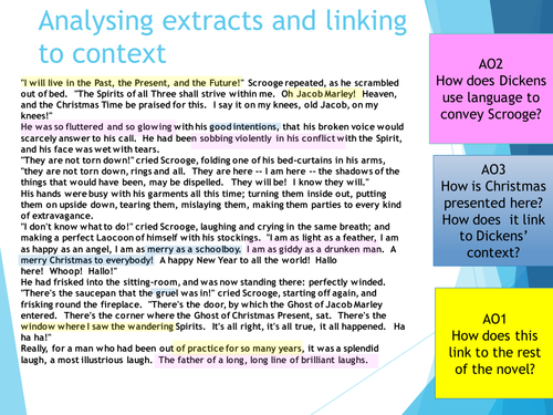NEW GCSE 9-1 AQA A CHRISTMAS CAROL BUNDLE EXTRACTS - SCAFFOLDED AO1 AO2 ...