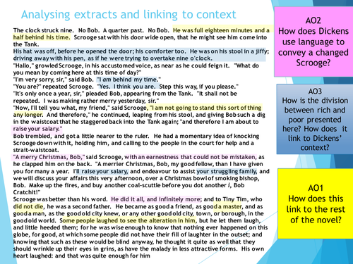NEW GCSE 9-1 AQA A CHRISTMAS CAROL BUNDLE EXTRACTS - SCAFFOLDED AO1 AO2 ...
