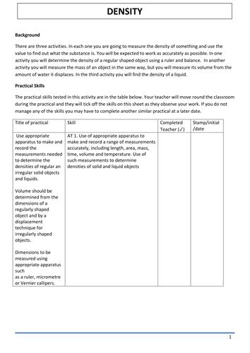 New AQA Trilogy/Physics Topic 2: Density Theory & Required Practical ...