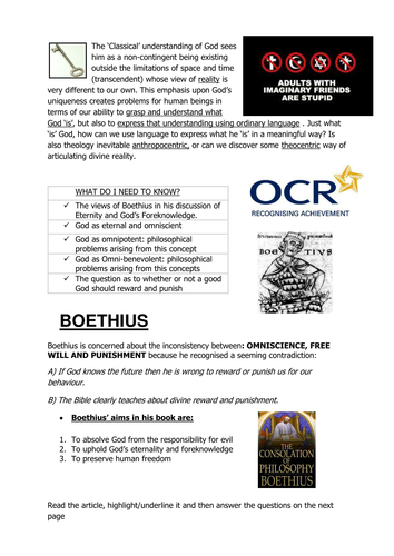 Boethius article, information and learning tasks for A2 philosophy and ...