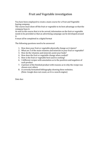 Fruit and Vegetable investigation | Teaching Resources