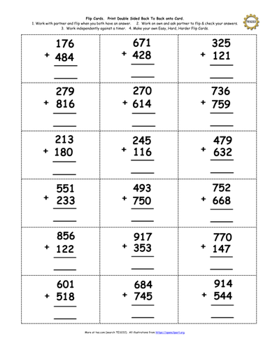 Y3 Formal Written Addition Of 3 Digit Numbers 18 Flip Cards Teaching Resources