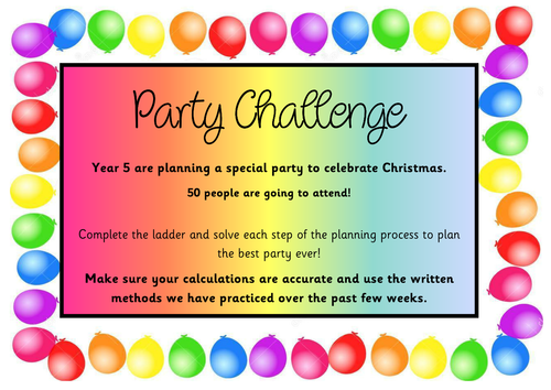Party Planning - Maths Challenge - Differentiated | Teaching Resources