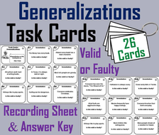 Generalizations Task Cards | Teaching Resources