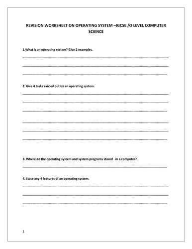 REVISION -IGCSE / O LEVEL COMPUTER SCIENCE PAPER 1 | Teaching Resources
