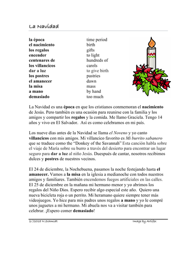 La Navidad Lectura y Cultura: Spanish Reading on Christmas | Teaching ...