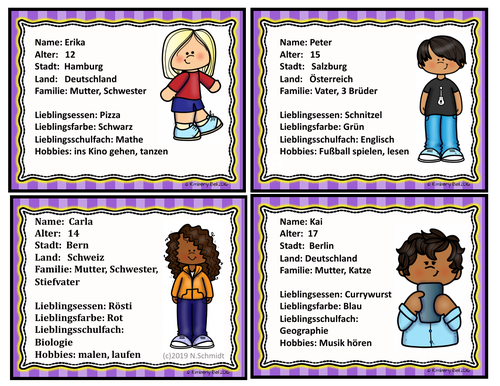 German Character Cards - Talking about Friends Icebreaker: Bildkarten ...