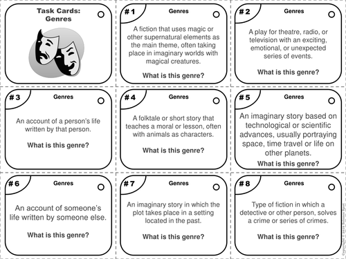 Types of Genres Task Cards | Teaching Resources