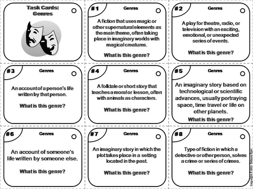 Types of Genres Task Cards | Teaching Resources