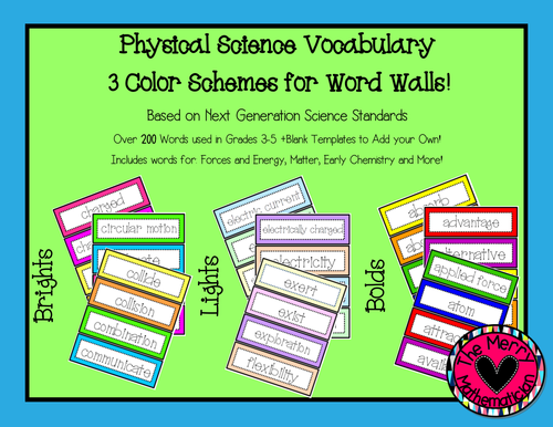 Physical Science Vocabulary Cards for Word Walls or Activities ...