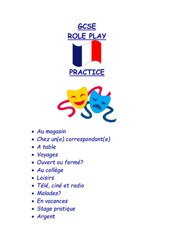 Role play prompts & practice for 12 topics -French / German / Spanish ...