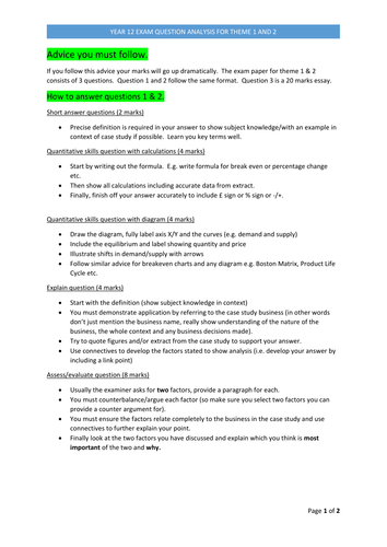 Edexcel A Level Business Studies Worksheets | Teaching Resources