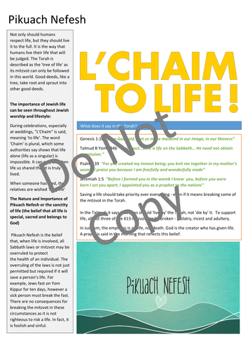 Jewish Beliefs and Teachings Pikuach Nefesh and Free Will Revision ...
