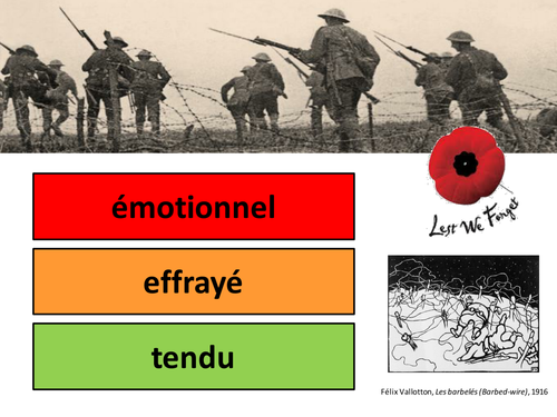 Remembrance day - French vocabulary on emotions | Teaching Resources