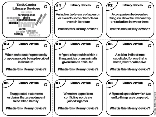 Literary Devices Task Cards | Teaching Resources