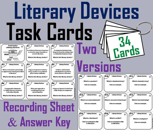 Literary Devices Task Cards | Teaching Resources
