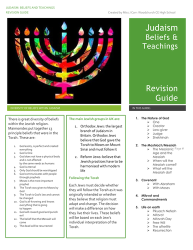 New WJEC Eduqas Revision Guide for Judaism: Beliefs and Teachings | Teaching Resources