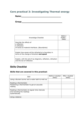 Edexcel Core Practical guides for Combined Science Physics - student ...