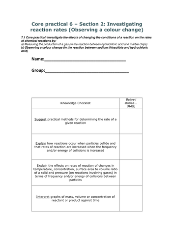 Edexcel Core Practical guides for Combined Science Chemistry and ...