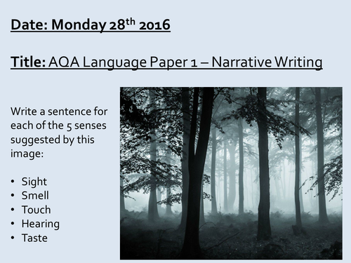 AQA Language Paper 1 Section B - Narrative Writing Lesson | Teaching ...
