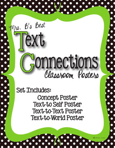Text Connections Classroom Posters in Black, White Polka dot with Lime ...