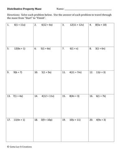 Distributive Property No Negatives - 2 Mazes | Teaching Resources