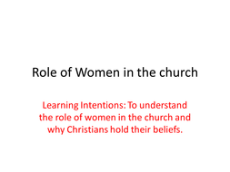 Role of Women in the Church | Teaching Resources