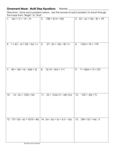 Solving Equations Multi Step Equations Winter Bundle - Maze & Color by ...