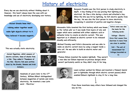 History of Electricity Reading Comprehension | Teaching Resources