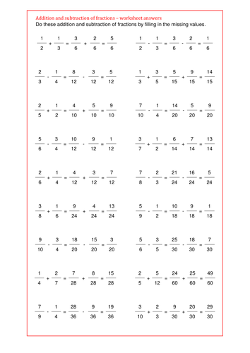 Maths KS2, KS3 and GCSE. Addition and subtraction of fractions; warm-up ... Maths KS2, KS3 and GCSE. Addition and subtraction of fractions; warm-up ...