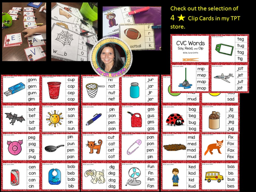 CVC Words Clip Cards | Teaching Resources