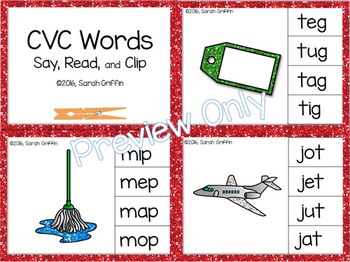 CVC Words Clip Cards | Teaching Resources