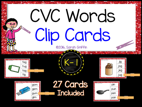 CVC Words Clip Cards | Teaching Resources