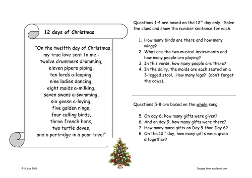 Christmas Maths problem solving: The Twelve Days of Christmas and Mince ...