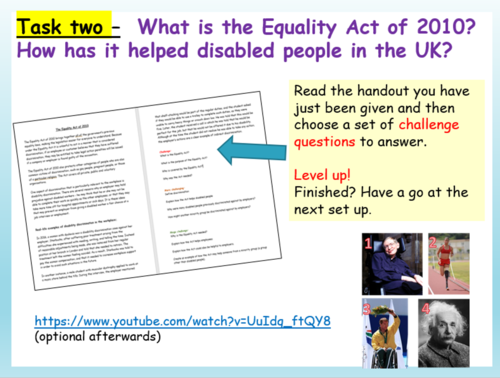Disability , Discrimination + The Equality Act | Teaching Resources