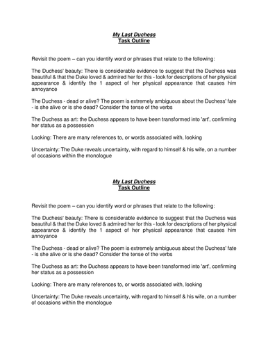 Robert Browning's 'My Last Duchess Lesson' - PowerPoint & Worksheets ...