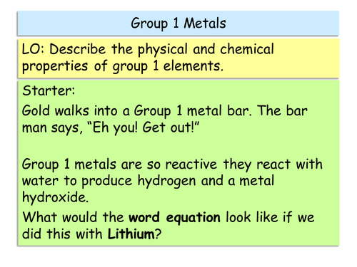 New AQA GCSE Group 1 Metals | Teaching Resources