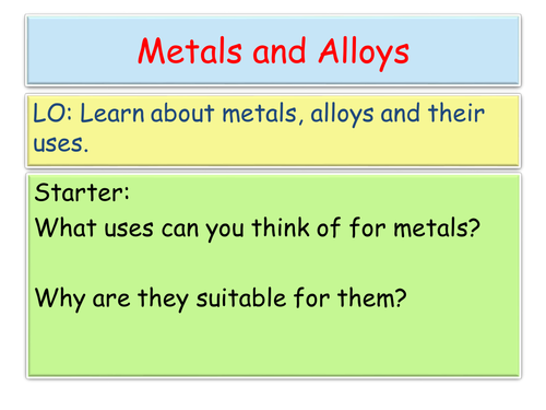 New AQA GCSE Metals and Alloys | Teaching Resources