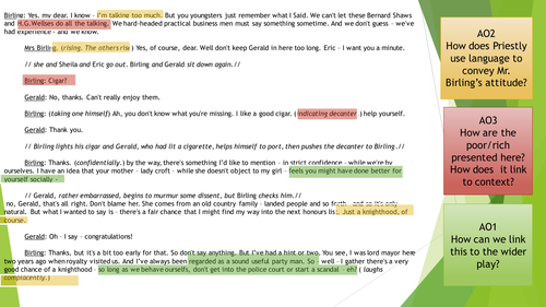 NEW GCSE AQA 1-9 AN INSPECTOR CALLS EXTRACT BUNDLE ALL SCAFFOLDED AO1/2 ...